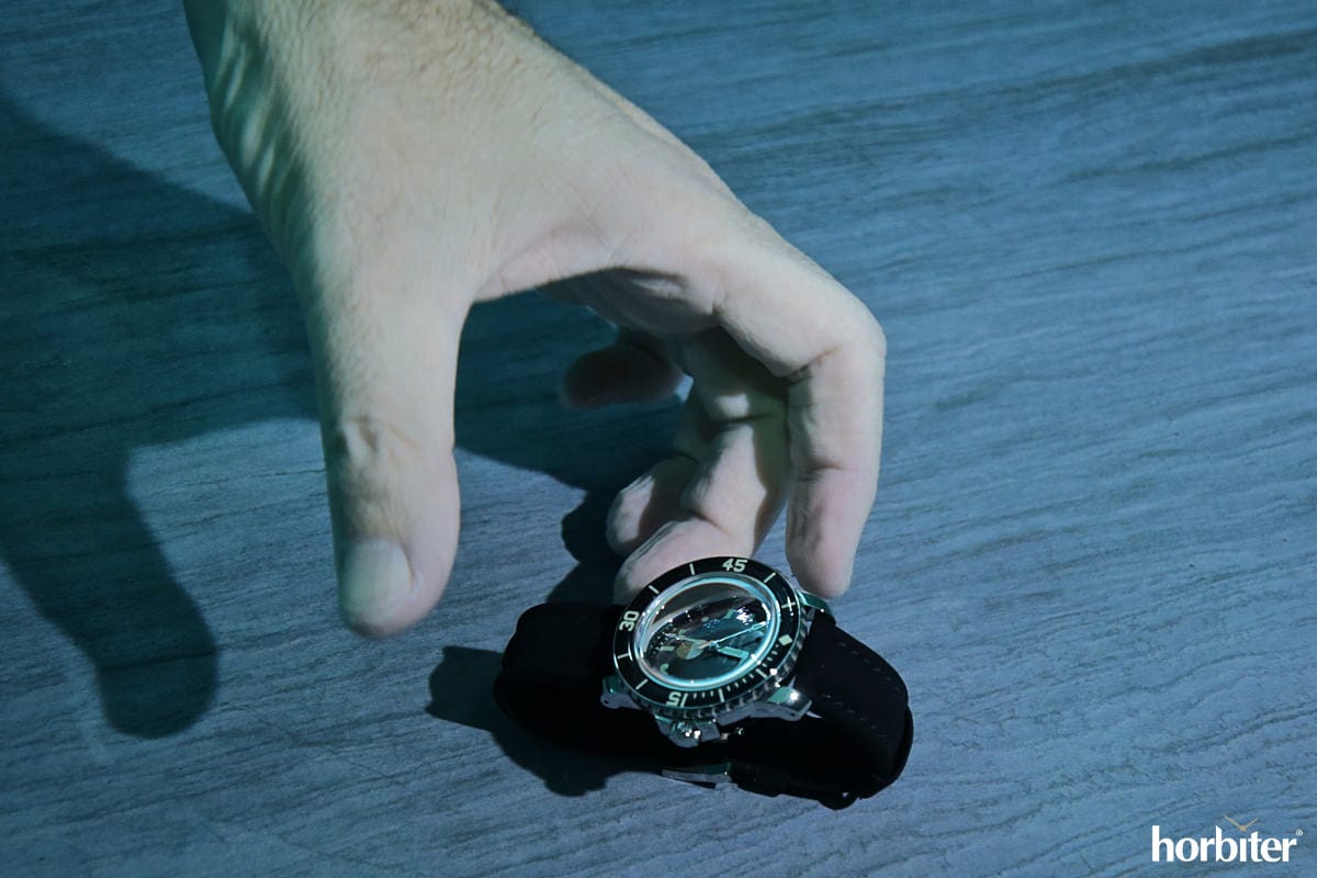 With a Blancpain Fifty Fathoms and Gianluca Genoni, underwater